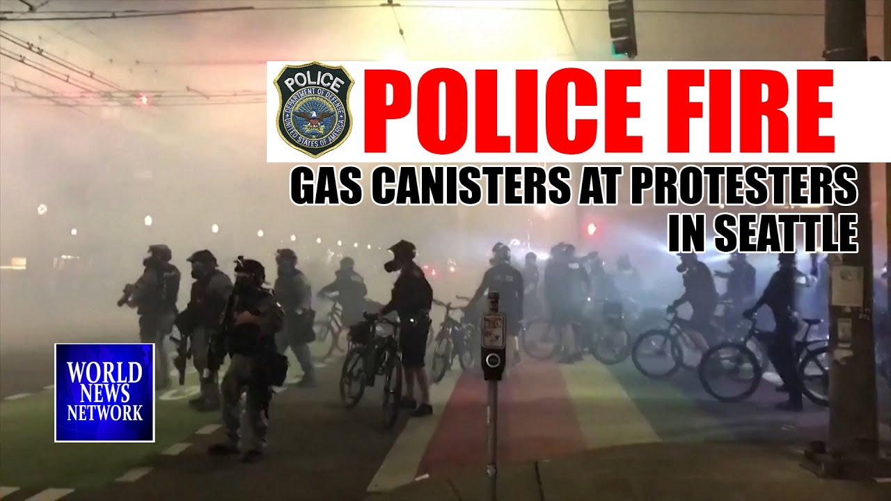 George Floyd protests: Police fire tear gas canister at protesters in ...