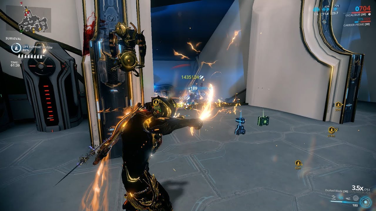 Warframe) Excalibur Exalted Blade Solo Build - MOT Survival Solo 1:30: ...