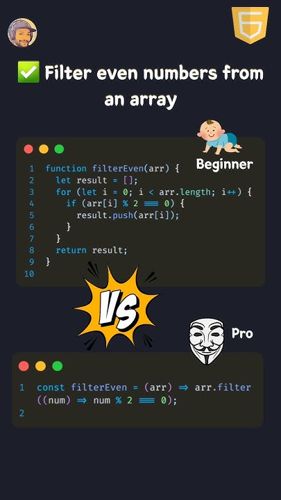 Filter even numbers from an array using JavaScript #shorts #javascript - YouTube