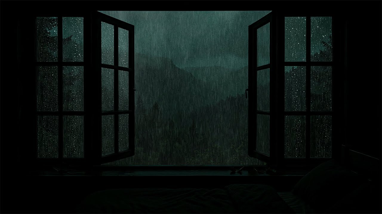 Heavy Night Rain Outside the Window | Calm, Cozy Sounds to Ease the ...