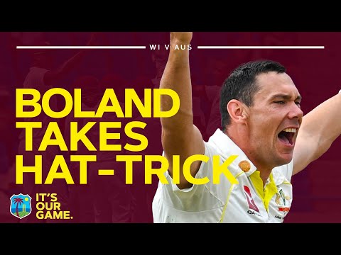Test Hat-Trick 🎩 Every Ball Of Scott Boland Incredible Spell | West Indies v Australia 3rd Test