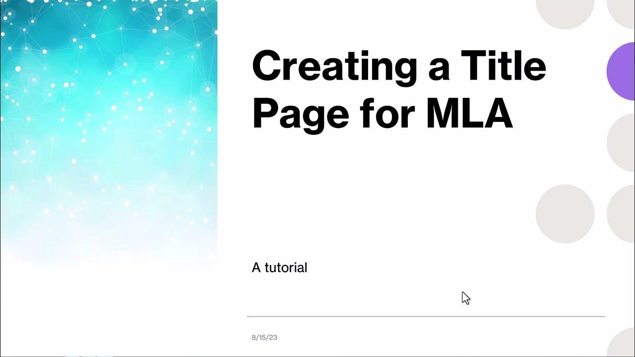 MLA Title Page Tutorial - YouTube