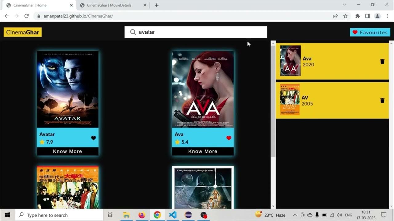 IMDB Clone demonstration Coding ninjas - YouTube