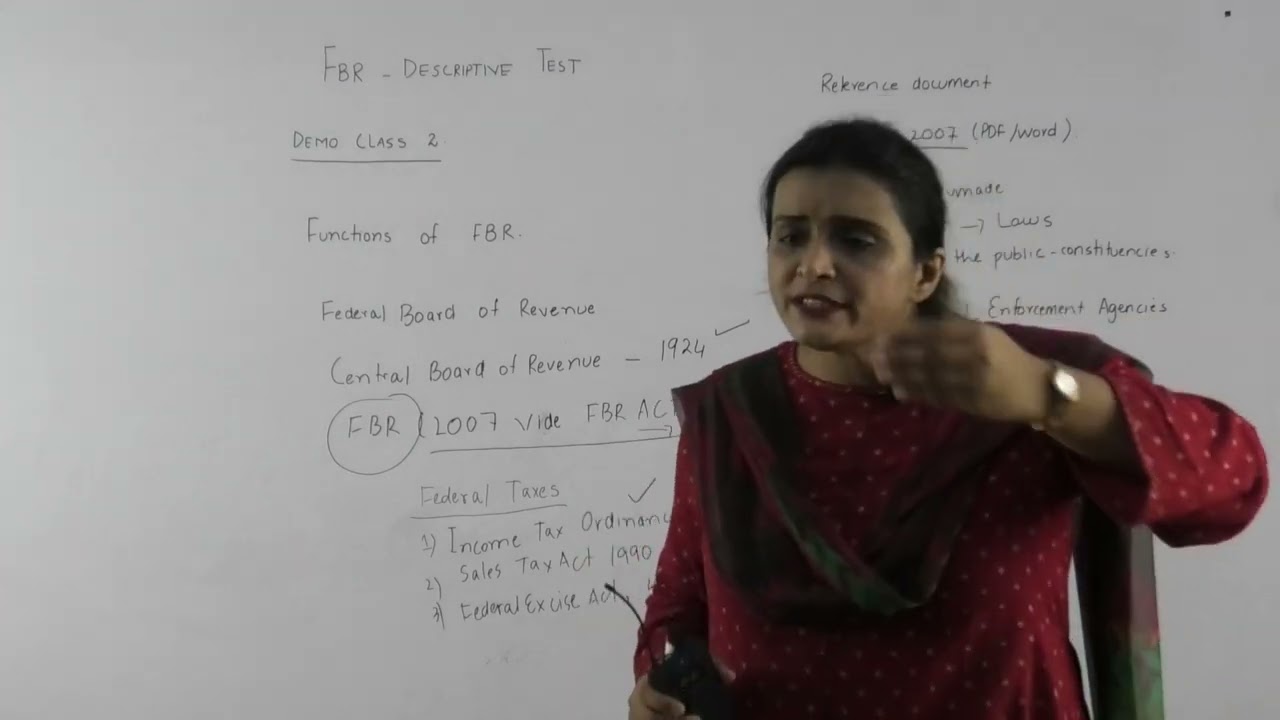 FBR Inspector Inland Revenue Descriptive Test Functions Of FBR