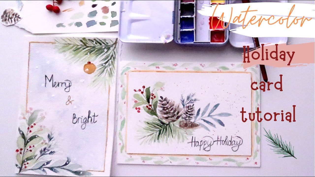 Watercolor holiday card step by step tutorial - beginner friendly - YouTube