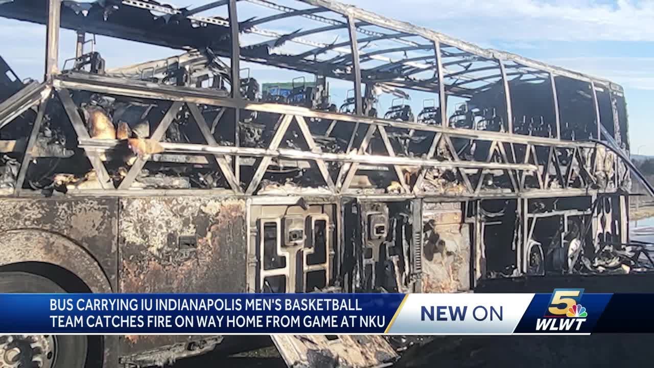 Video shows smoke, flames after bus carrying IU Indy basketball players ...