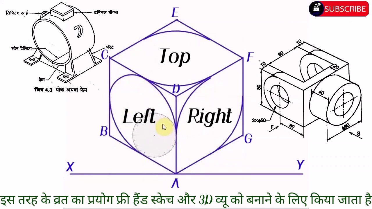 चार केंद्र विधि द्वारा दीर्घवृत्त बनाएं (draw ellipse by four centre ...