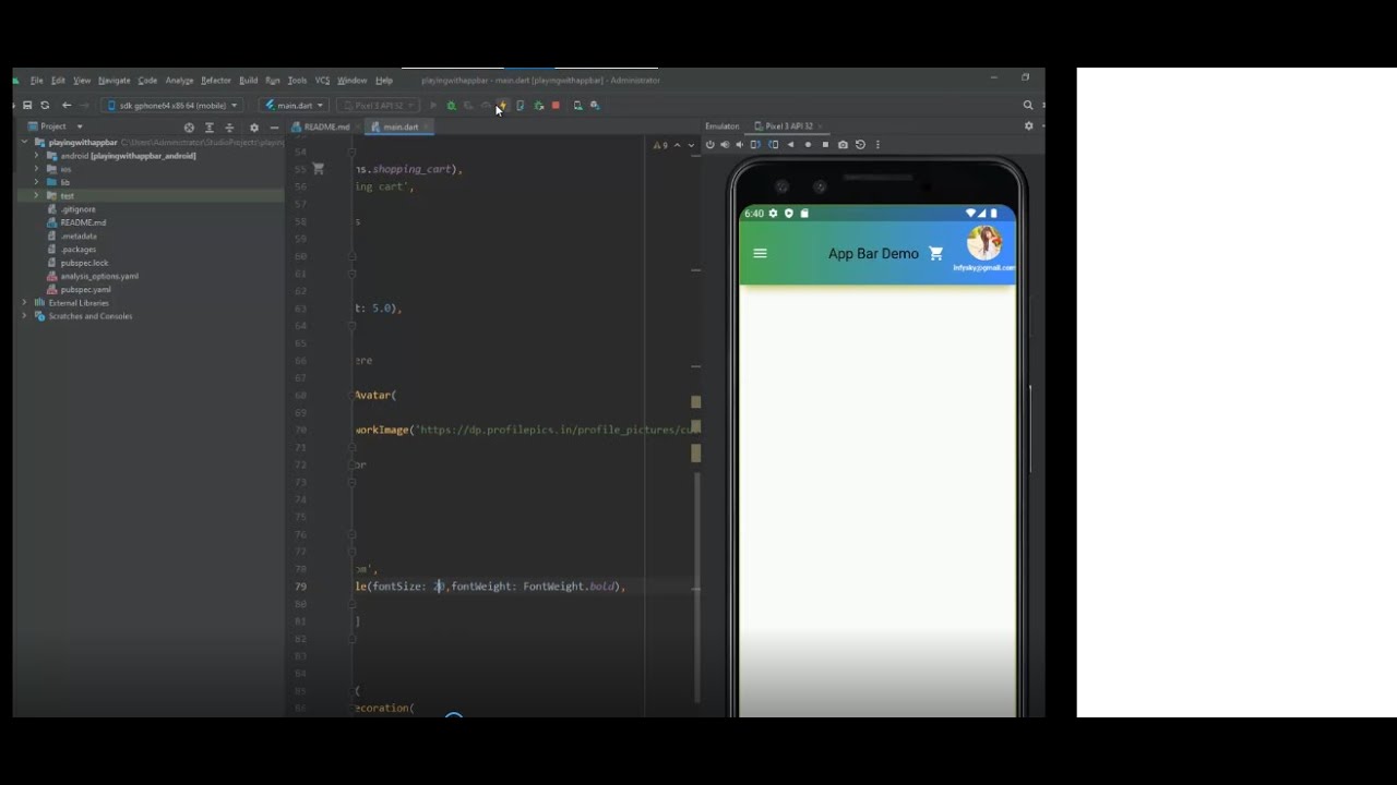 App Bar Class Property In Flutter Flutter App Bar Flutter Appbar Widget Youtube 2151