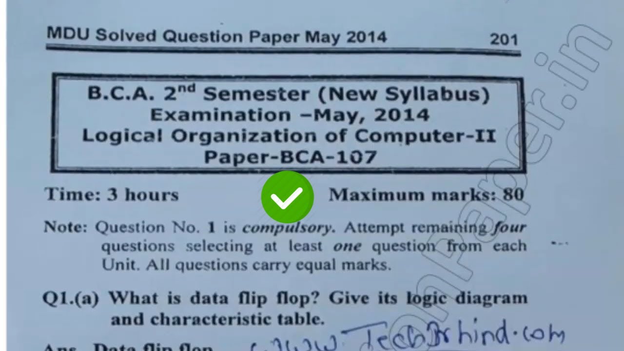 2014 Mdu BCA 2nd Sem LOC Question Paper - YouTube