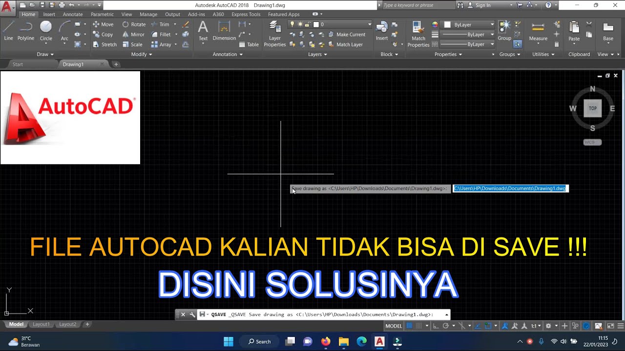 Cara Mengatasi File AutoCAD Tidak Bisa Di Save Eror - YouTube