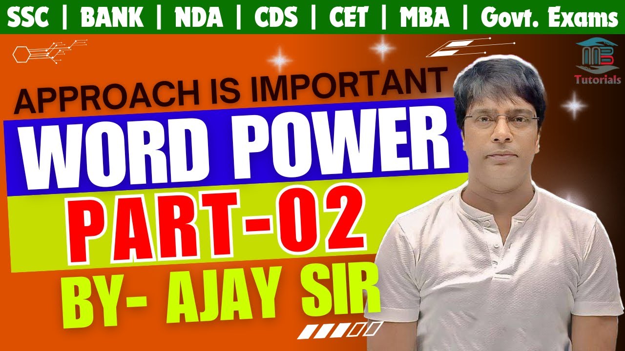 Word Power | Part-02 | Vocabulary | Ajay Kumar Singh | MB Books | SSC ...