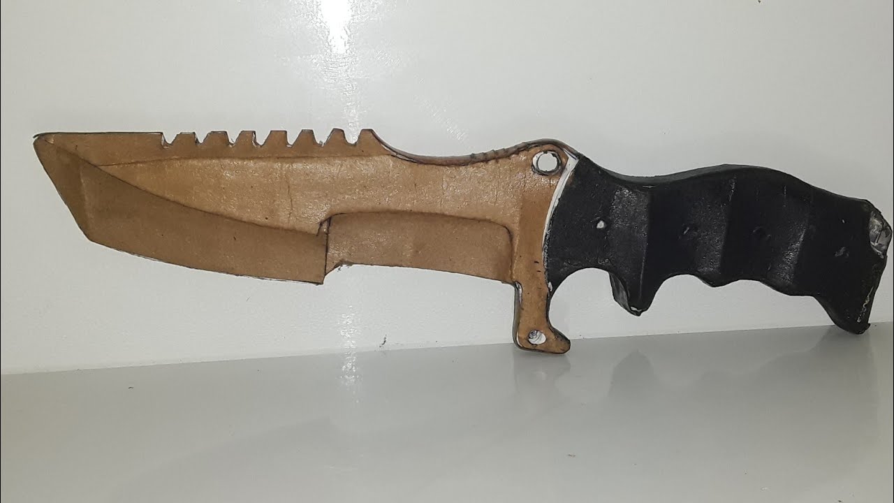 COMO FAZER UMA FACA HUNTSMAN DE PAPEL (e.v.r art) - YouTube