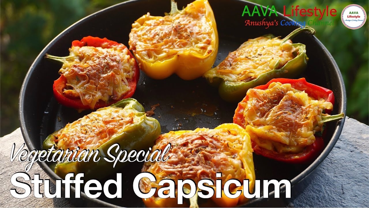 Vegetarian Stuffed Capsicum | வெஜிடேரியன் ஸ்டஃப்டு கேப்சிகம் | ஸ்டப்டு ...