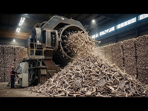 Most Incredible Recycling Process of Animal Bones Crushing & Manufacturing T-Shirt Bone Buttons