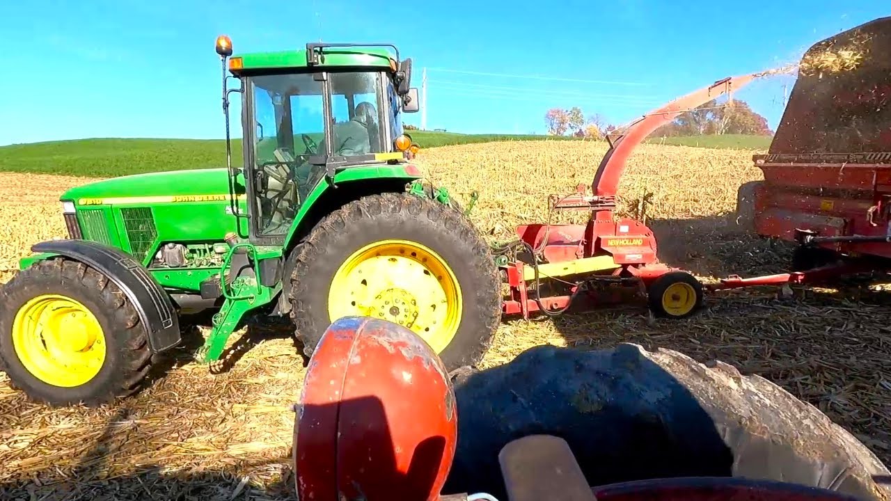 Chopping Corn Stalks For Bedding on A Small Dairy Farm! - YouTube