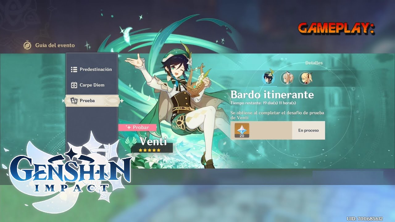 Prueba de Venti - Bardo Itinerante [Gameplay] Genshin Impact Español - YouTube