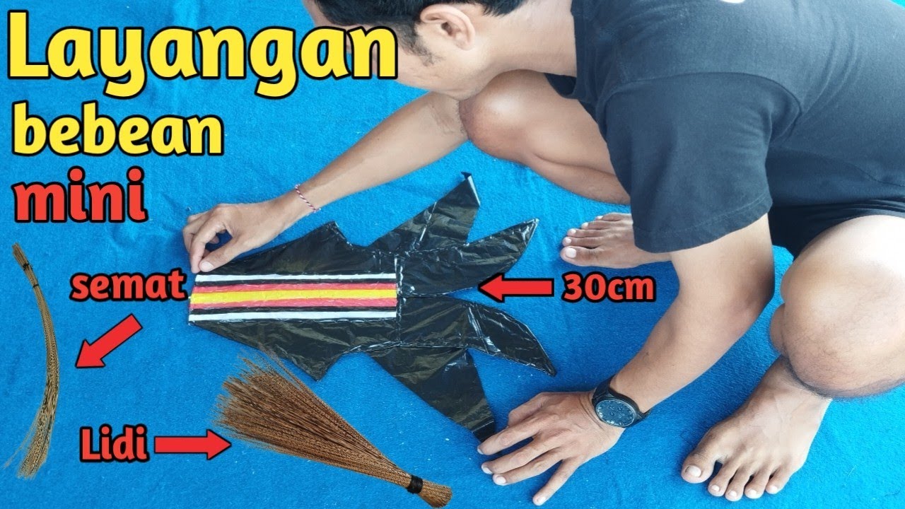 Cara membuat layangan bebean mini dari semat dan sapu lidi ukuran 30cm ...