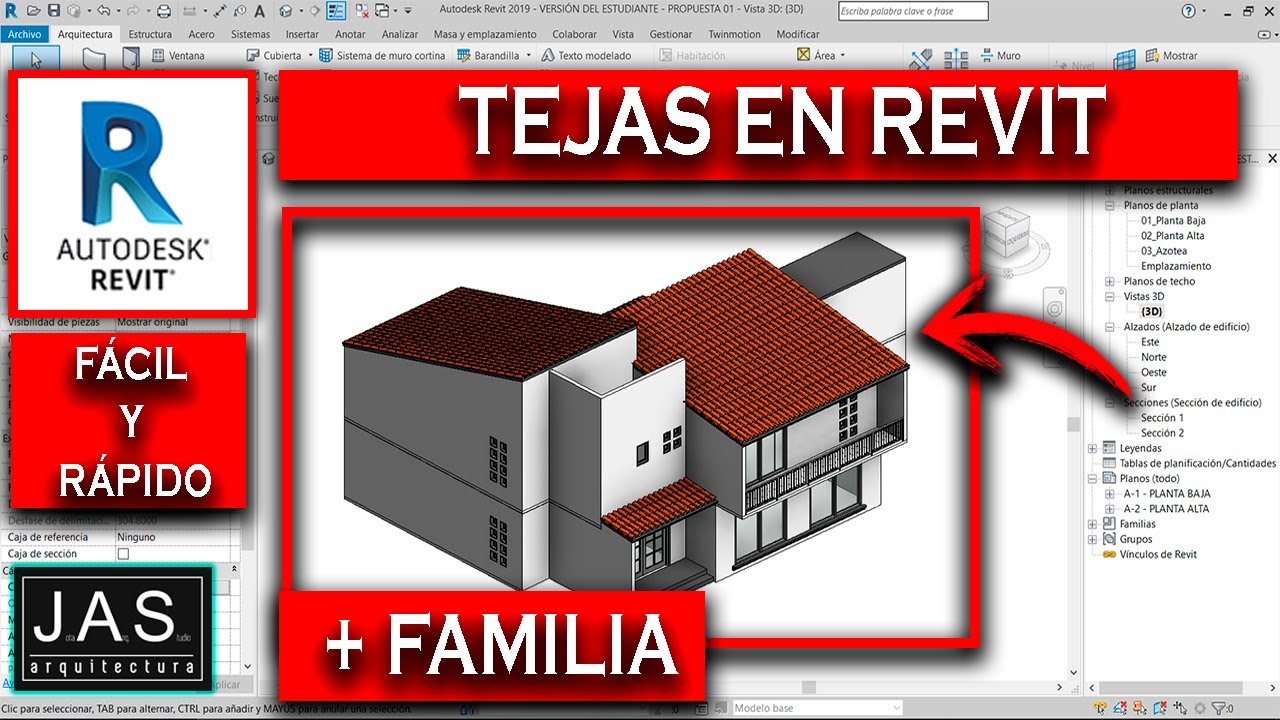 ️¿Cómo hacer una CUBIERTA CON TEJA, FÁCIL Y RÁPIDO en REVIT? - YouTube