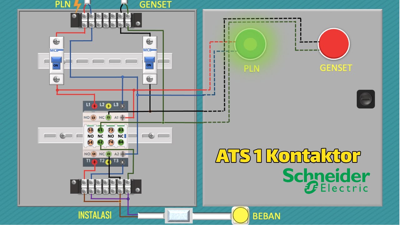 ATS 1 KONTAKTOR (SIMULASI) | AUTOMATIC TRANSFER SWITCH - YouTube