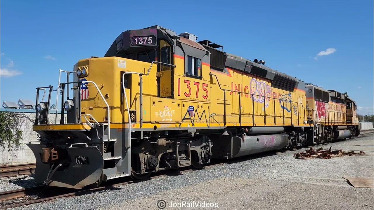 3/24/23 Pre: UP 1375 GP40P-2 and UP 1083 at UP's West Anaheim yard - YouTube
