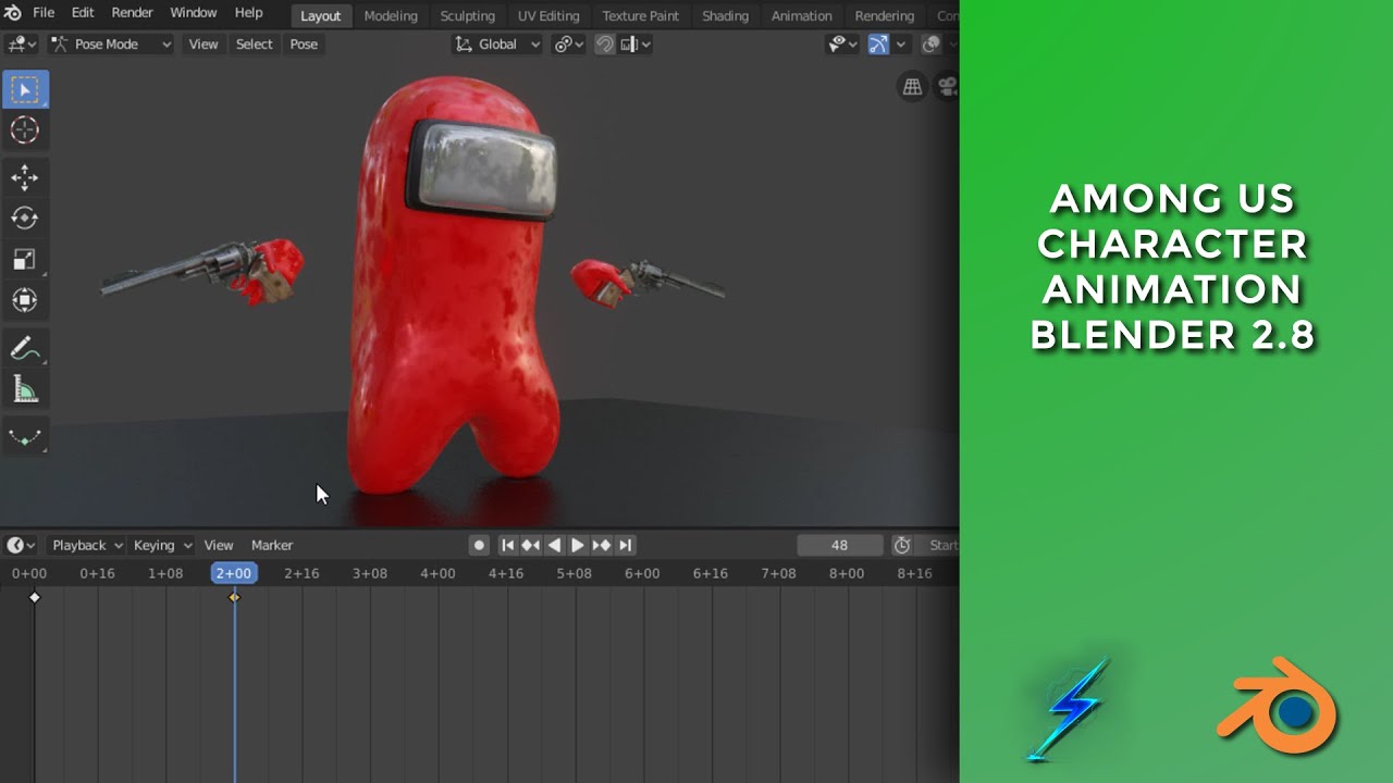 Among us character Animation blender 2.90 tutorial [Free download ...