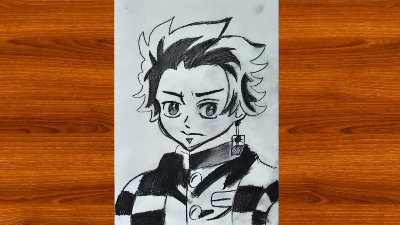 How to draw Tanjiro Kamado anime drawing outline tutorial - YouTube