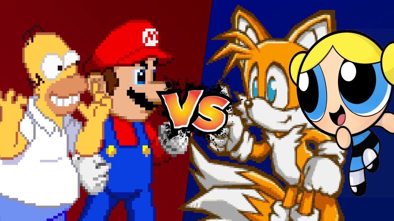 MUGEN Battle - Homer Simpson & Mario vs Bubbles & Tails - YouTube