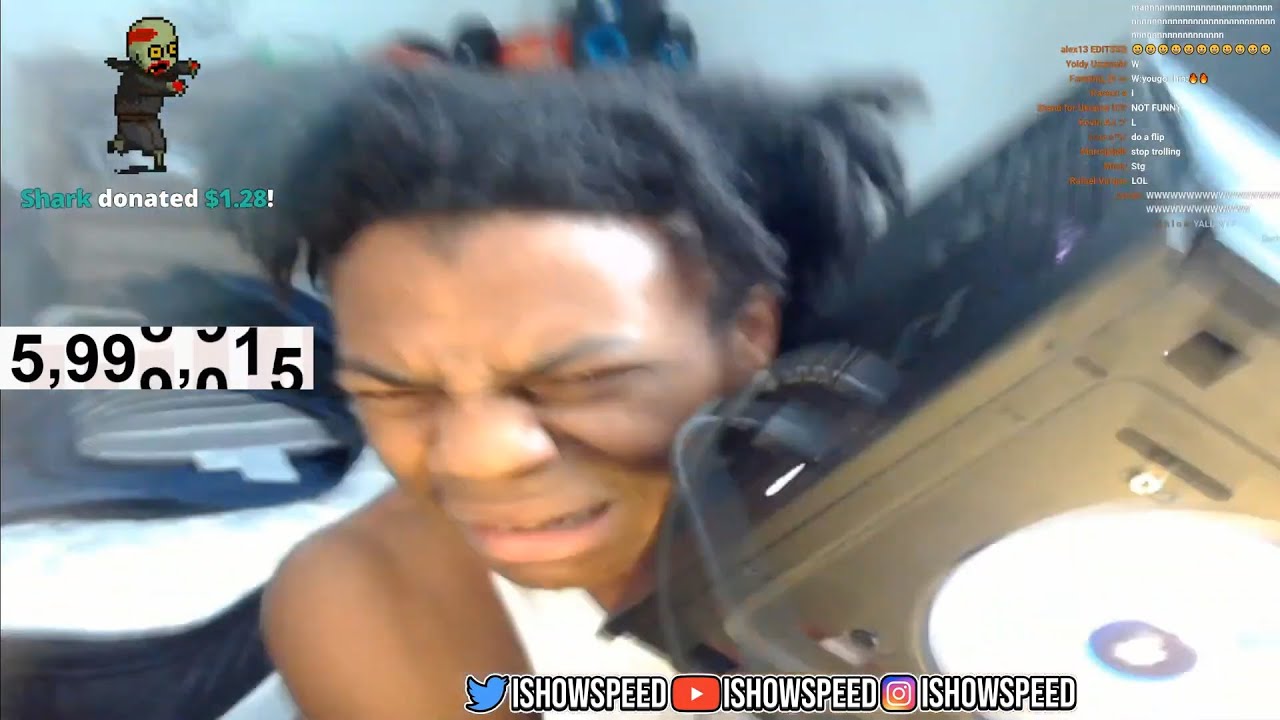 IShowSpeed Cries After PC Falls On His Head - YouTube