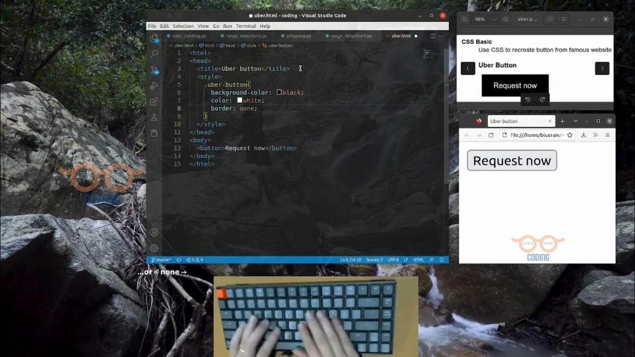Basic HTML CSS | How to Code a Uber button | ASMR Programming - YouTube