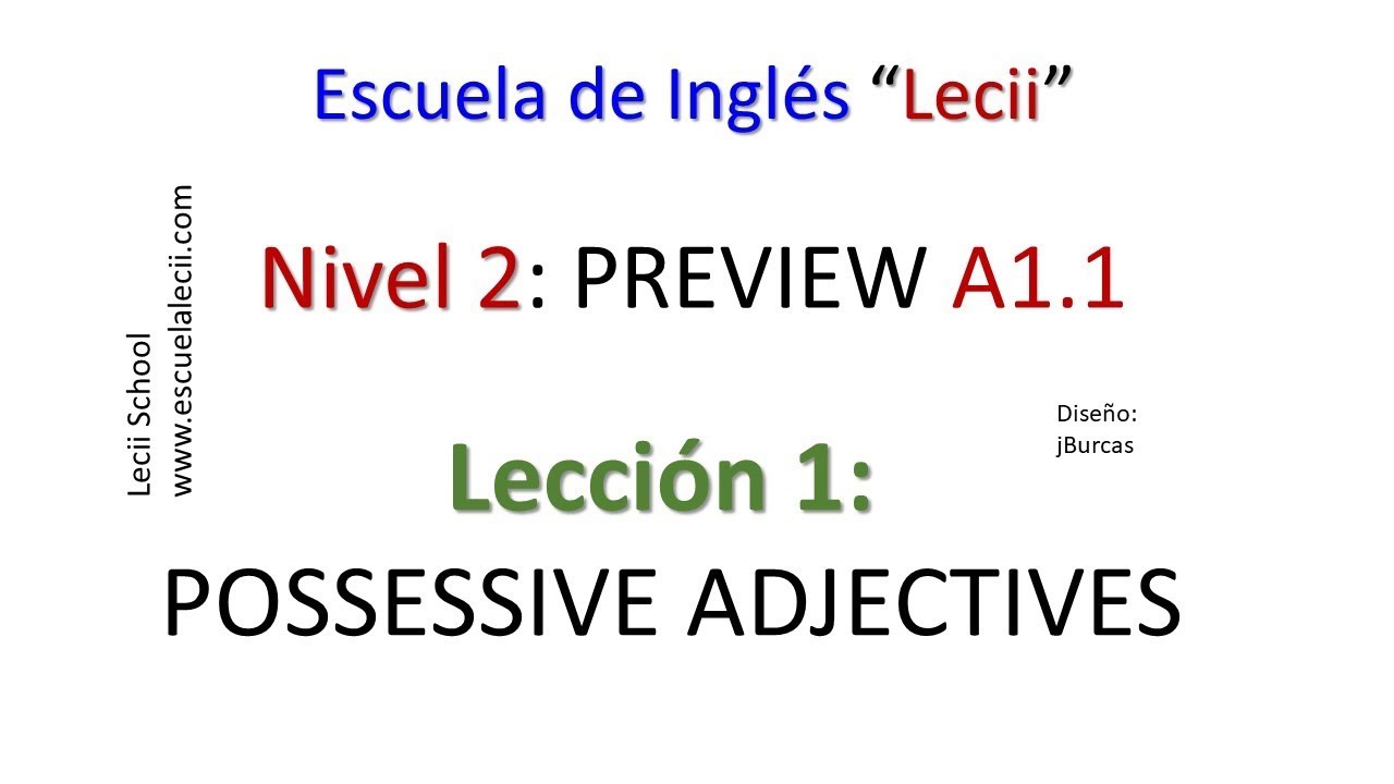 Lección 1: ADJETIVOS POSESIVOS - LECII - YouTube