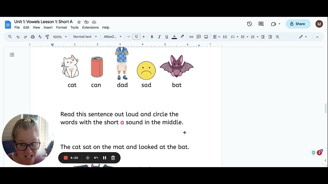Homeschool Reading Lesson 1: Short A Sounds - YouTube