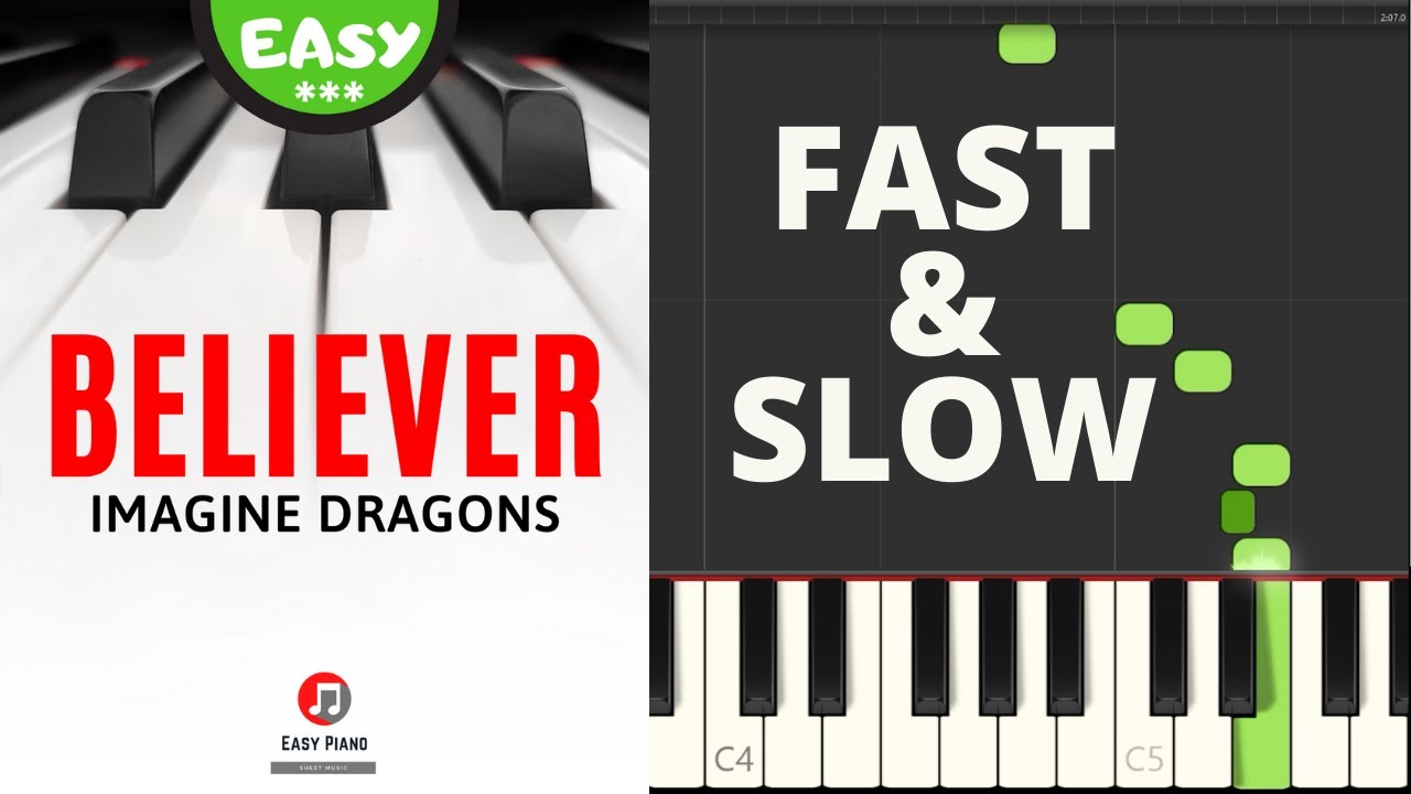 BELIEVER - Imagine Dragons I (original key Bb) Easy Piano Sheet Music ...