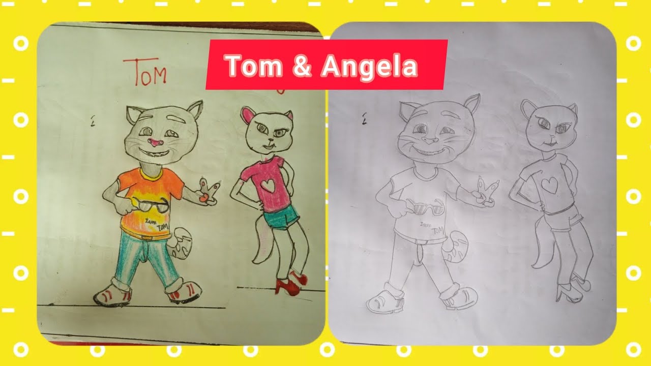 # টম ও এঞ্জেলা #how to draw Tom and Angela ||#abidhasan #pencildrawing ...