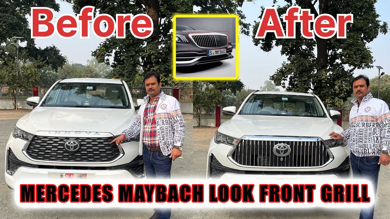Mercedes Maybach Look Front Grill Installation In Innova Hycross | Car ...