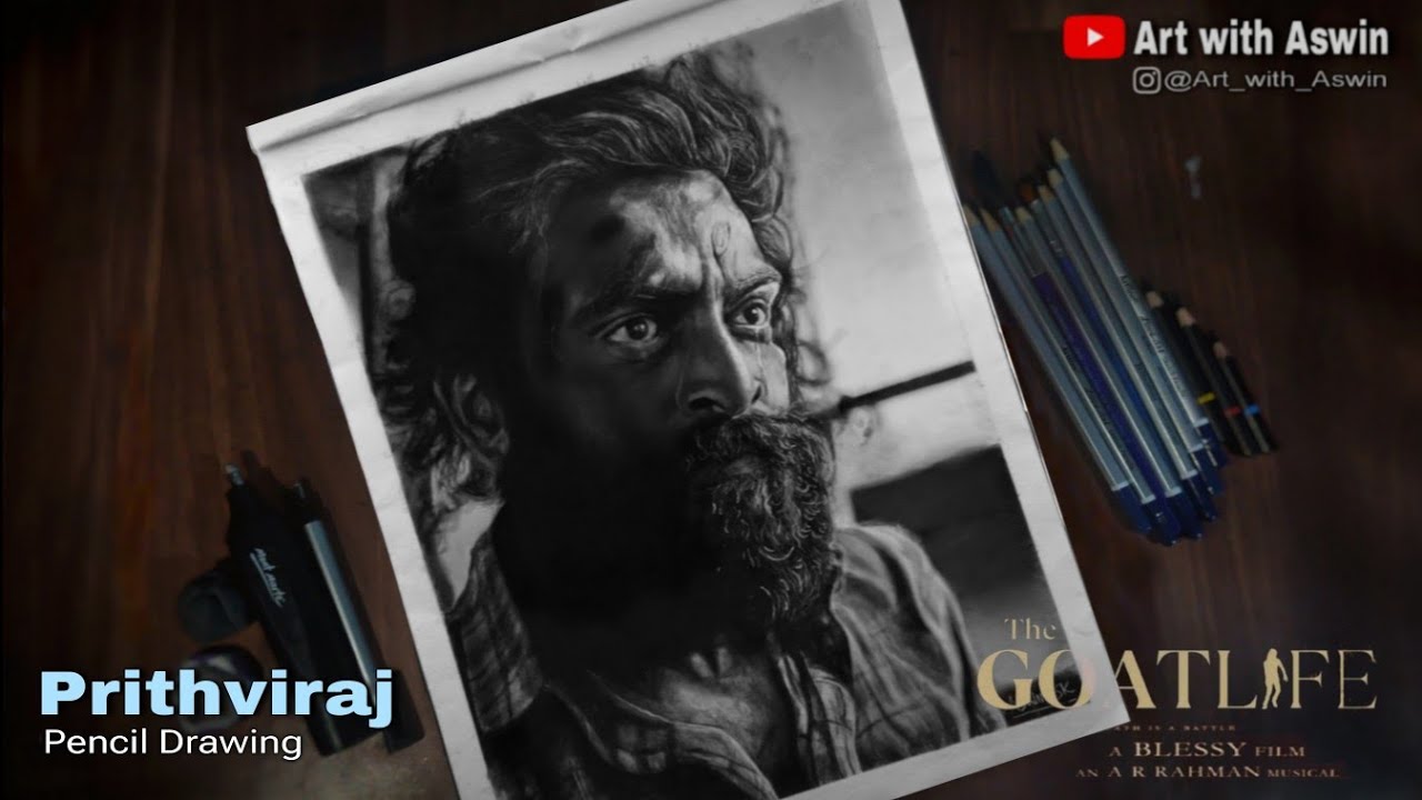 Pencil Drawing Aadujeevitham || The GoatLife Pencil Drawing || Pencil ...