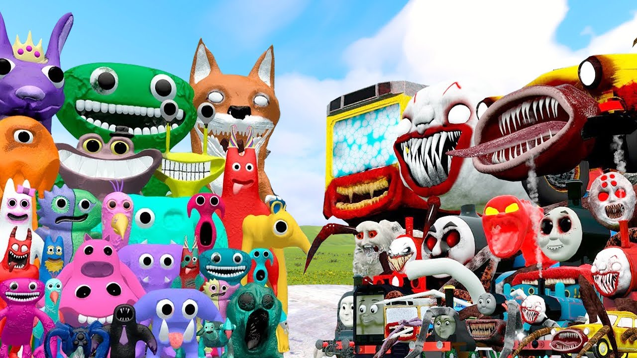 ALL THOMAS MUTANT TRAINS VS ALL GARTEN OF BANBAN 1-7 (Garry's Mod ...