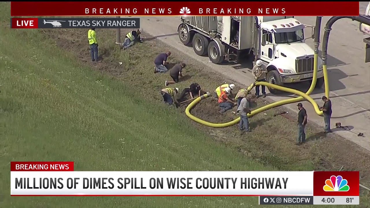 Millions of dimes spill on Wise County highway | NBCDFW - YouTube