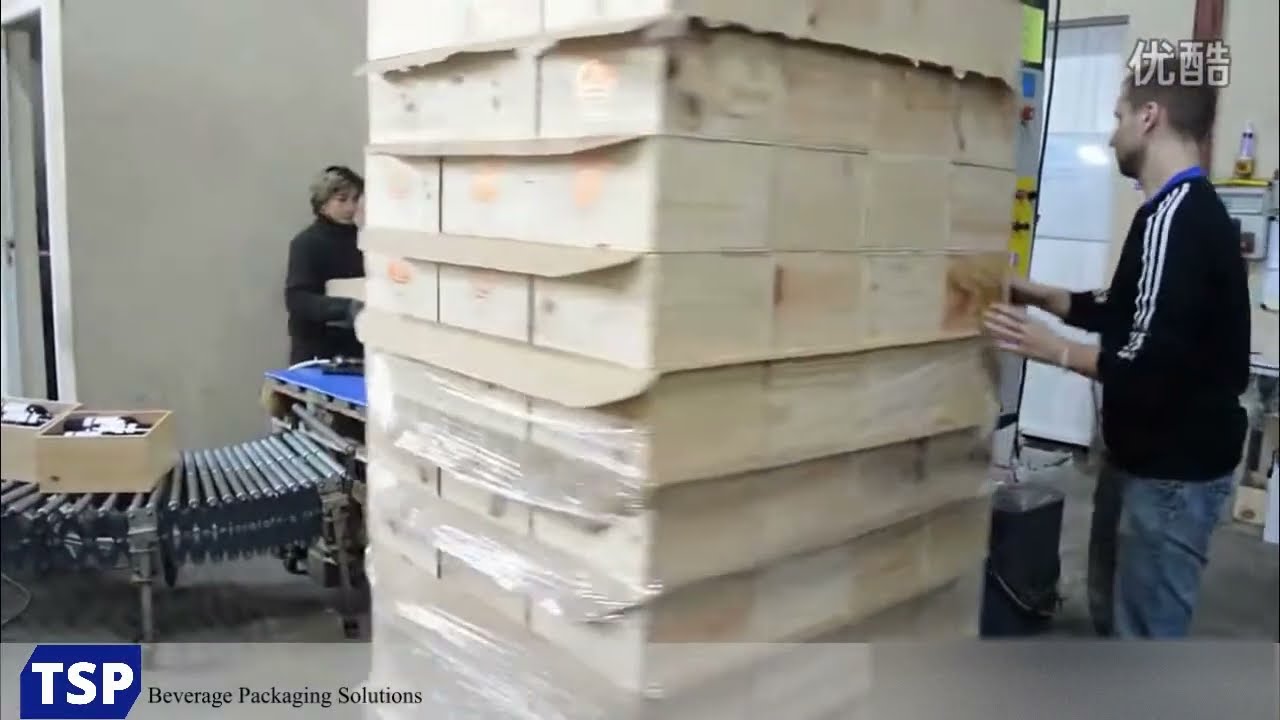 Online carton/pallets/carboard/wooden box plastic film rotating table ...