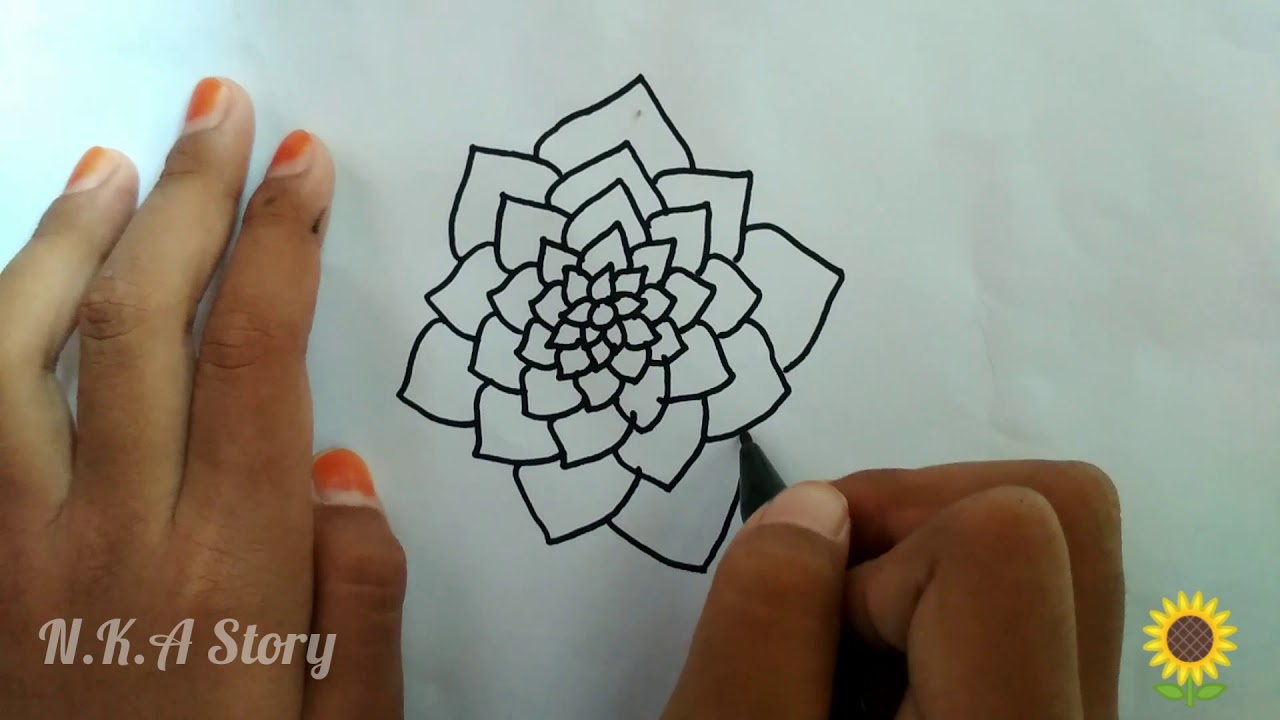 Cara menggambar bunga| How to draw flower - YouTube