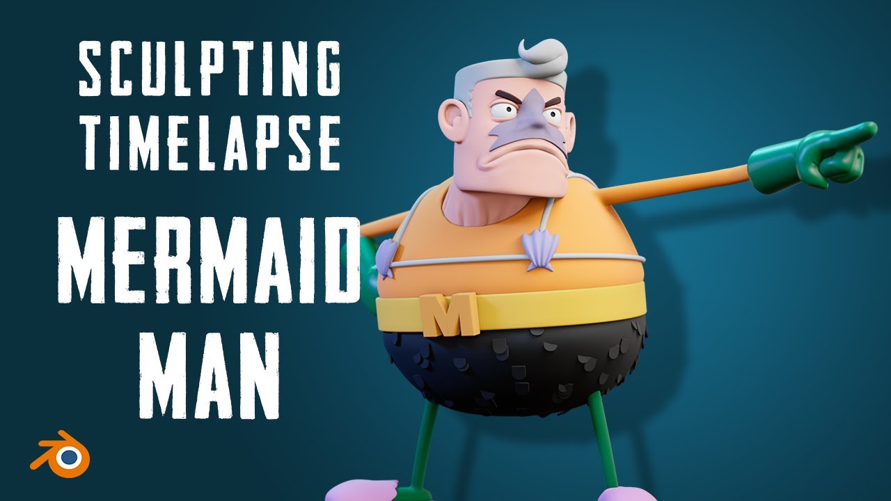MERMAID MAN - SCULPTING TIMELAPSE - BLENDER 2.93 - YouTube