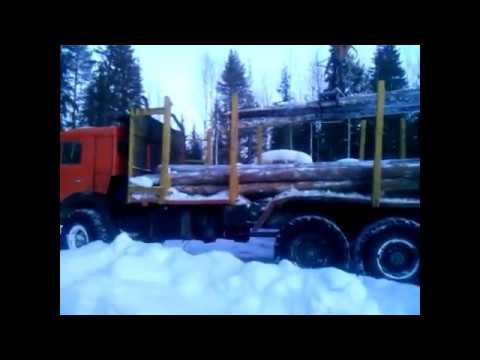 камаз вездеход по глубокому снегу.едем лесом))