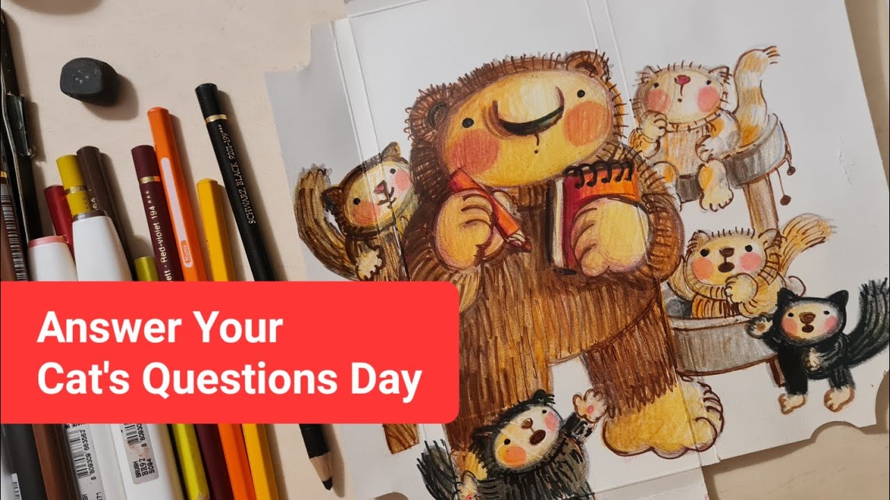 Answer Your Cat's Questions Day/Colored pencils and markers on Lindt ...