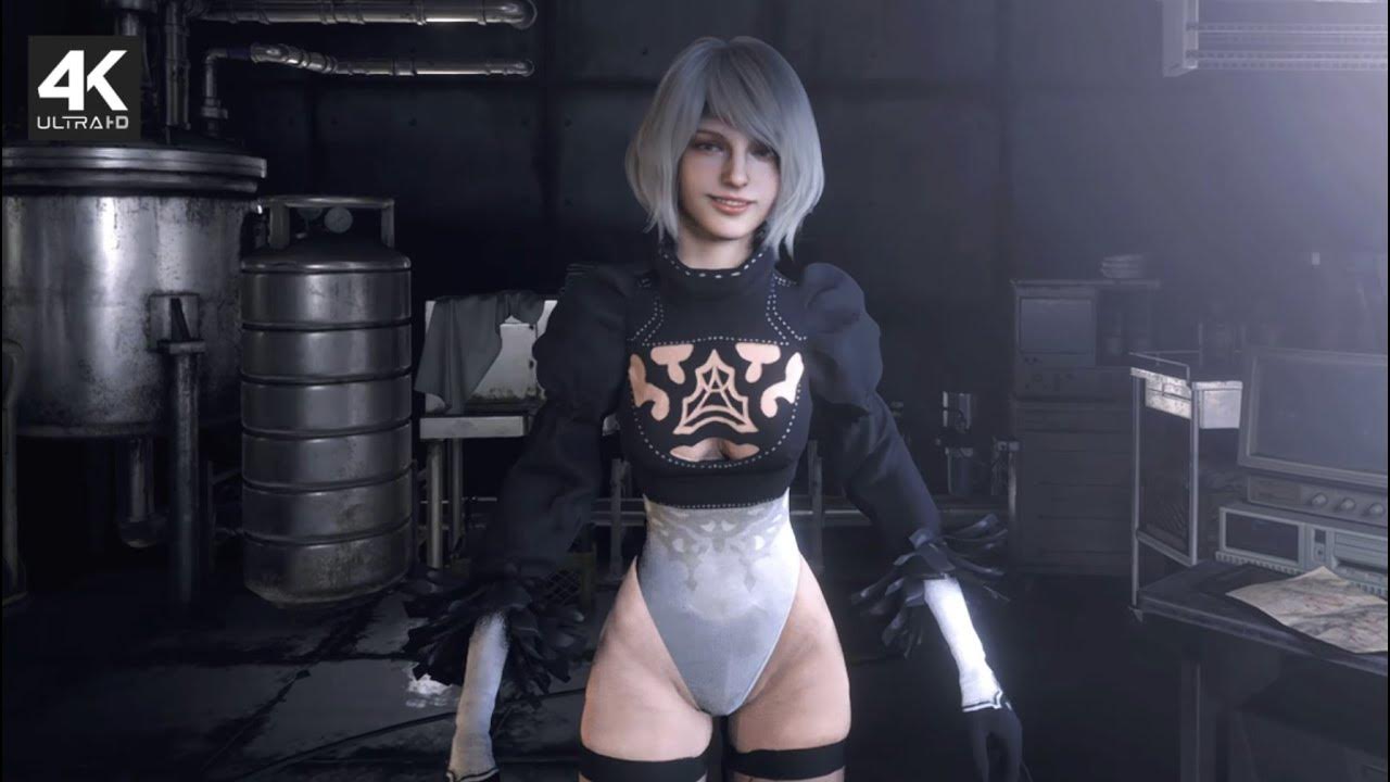 Fan Cam Ashley as NieR Automata 2B Outfit Resident Evil 4 Remake MOD Gameplay 1% - YouTube