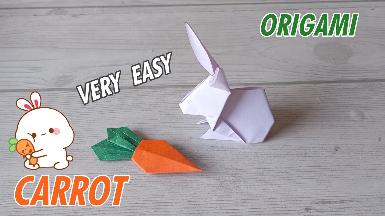 SIMPLE AND EASY CARROT ORIGAMI TUTORIAL|HOW TO MAKE CARROT PAPERCRAFT ...