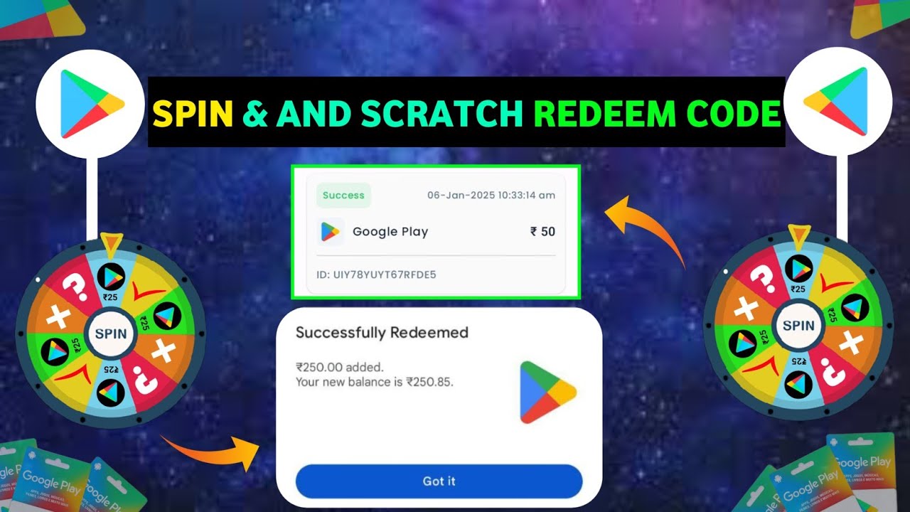 Spin & Scratch Free Redeem Code | Free Redeem Code App | Free Google ...