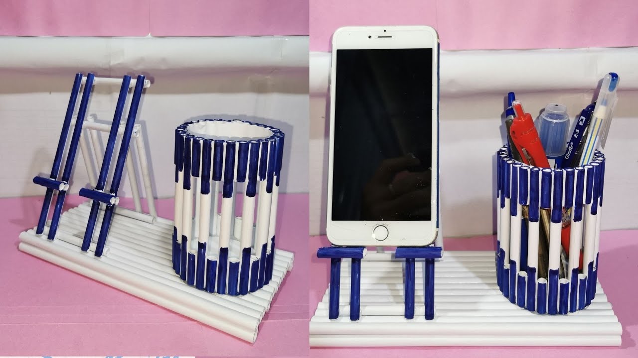 How to make Phone stand | Box pen-recycle paper craft - YouTube