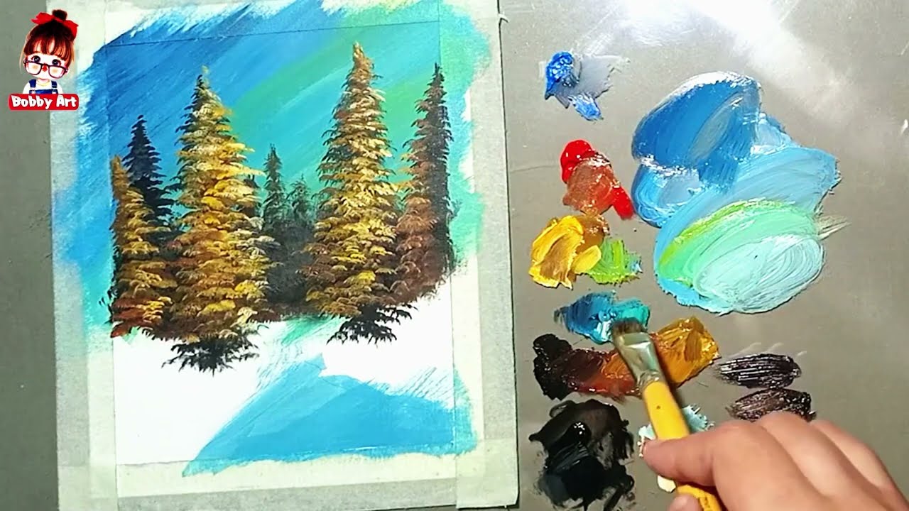 How to Draw a Golden Winter Frost | Easy Art | Acrylic Painting For ...