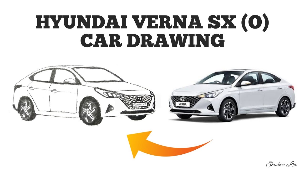 Hyundai Verna SX (O) car drawing | Hyundai car drawing | very easy draw ...