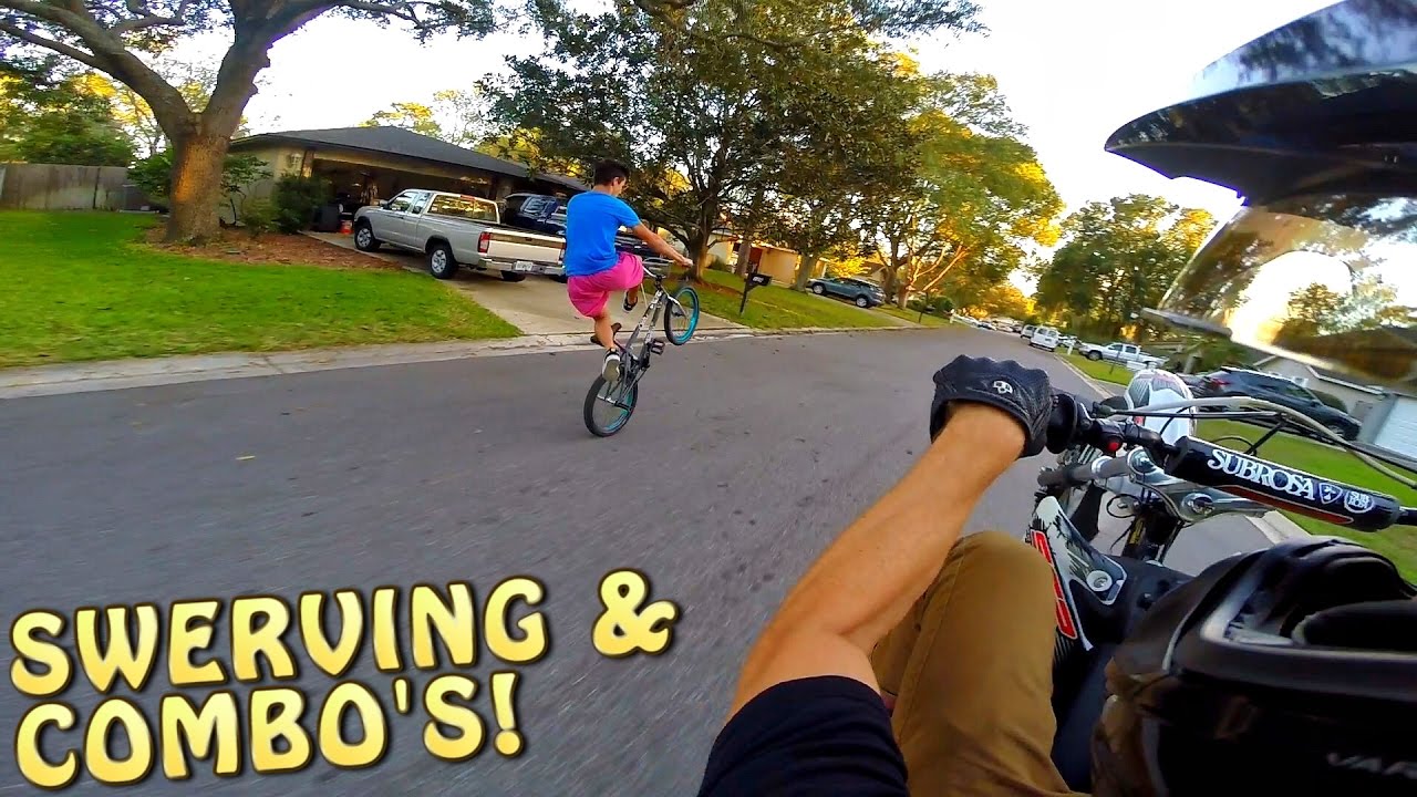 PIT BIKE & BMX BIKE SWERVING ON EM!! - YouTube