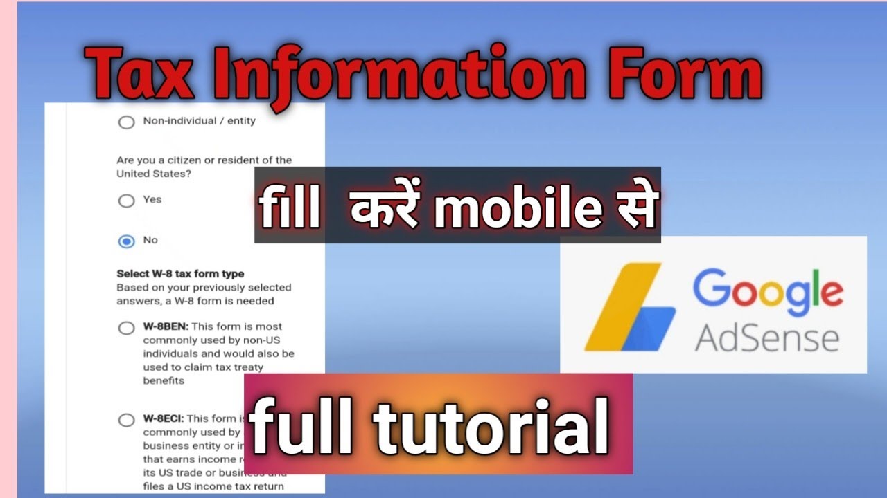 How To Submit Tax Information Form In Google AdSense For YouTube - YouTube
